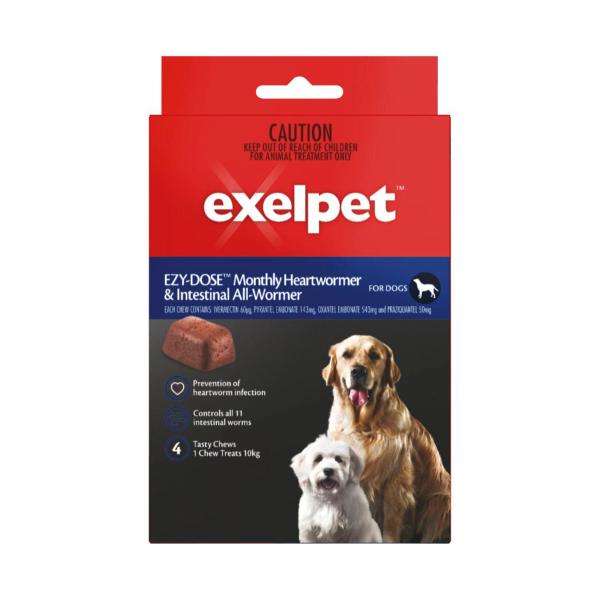 Buy Exelpet Ezy-dose Monthly Heartworm & Intestinal All Wormer Dog ...