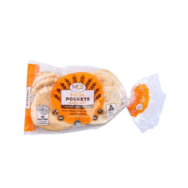Buy MEB Pita Pockets White 8 Pack 250g | Coles