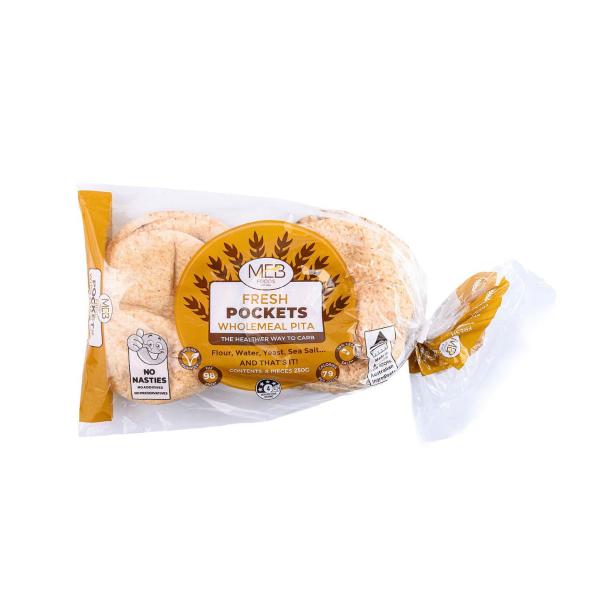 Buy MEB Pita Pockets Wholemeal 8 Pack 250g | Coles