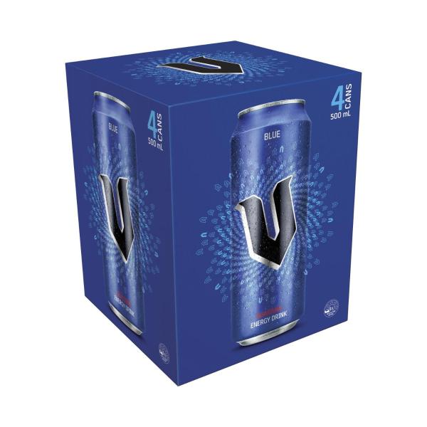 Buy V Energy Drink Blue 4x500ml 4 pack | Coles