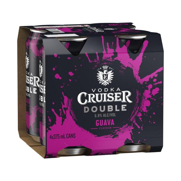 Buy Vodka Cruiser Double Guava Can 375ml 4 Pack | Coles