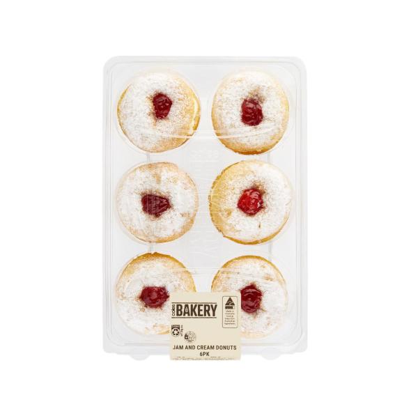 Buy Coles Cream And Jam Filled Donuts 6 pack | Coles