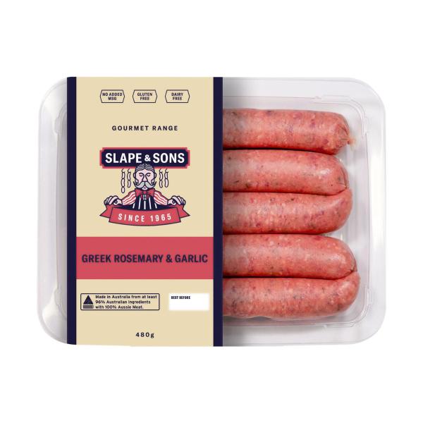 Buy Slape & Sons Greek Rosemary & Garlic Sausages 480g | Coles