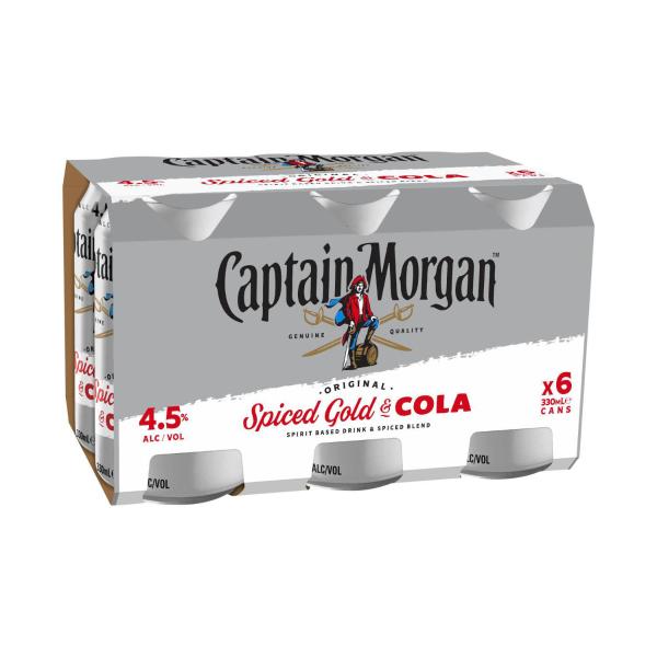 Buy Captain Morgan Spiced Rum & Cola Can 330ml 6 Pack | Coles