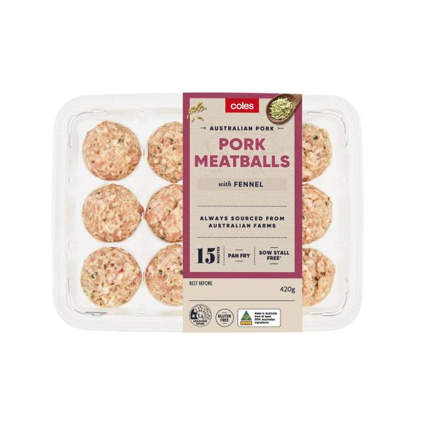 Buy Coles Pork & Fennel Meatballs 420g | Coles