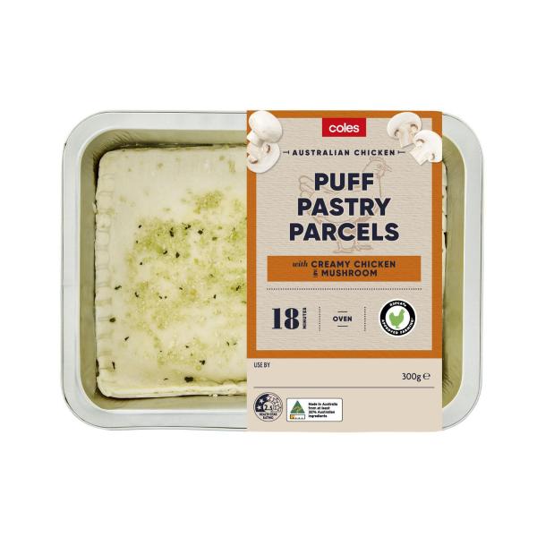 Buy Coles Creamy Chicken Mushroom Puff Pastry Parcel 300g | Coles