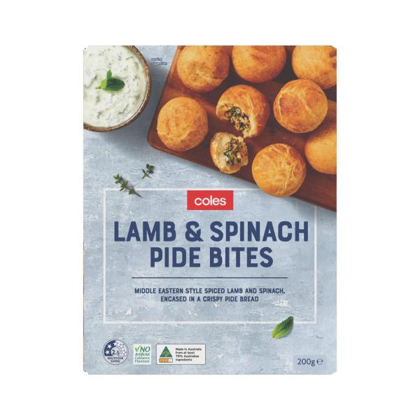 Buy Coles Lamb & Spinach Pide Bites 200g | Coles