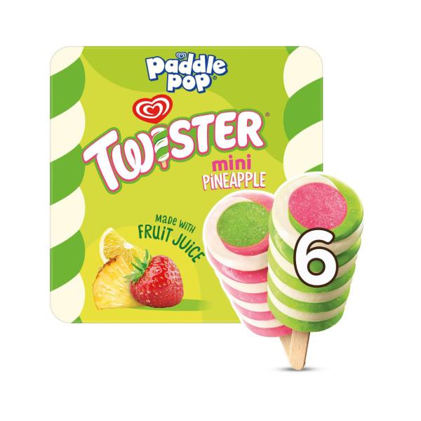 Buy Streets Paddle Pop Twister Mini Pineapple Ice Blocks Sticks 6 Pack ...