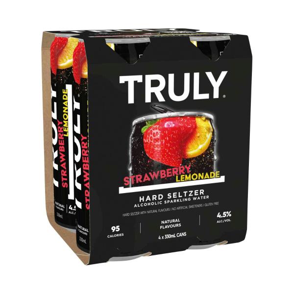 Buy Truly Hard Seltzer Strawberry Lemonade Can 330ml 4 Pack | Coles