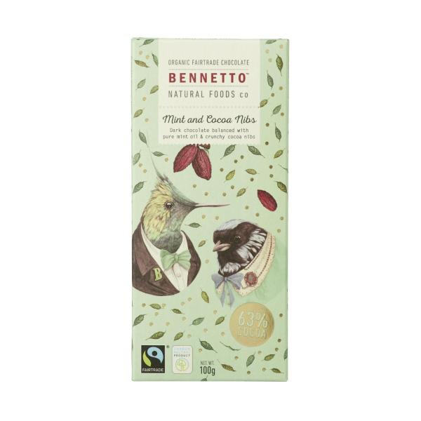 Buy Bennetto Mint Cocoa Nibs Chocolate 63% Cocoa Block 100g | Coles