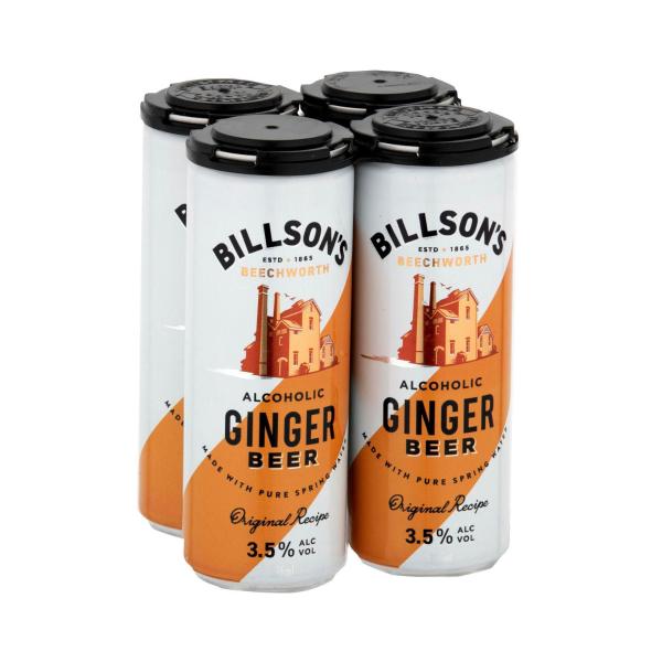 Buy Billson's Ginger Beer Can 355ml 4 Pack | Coles