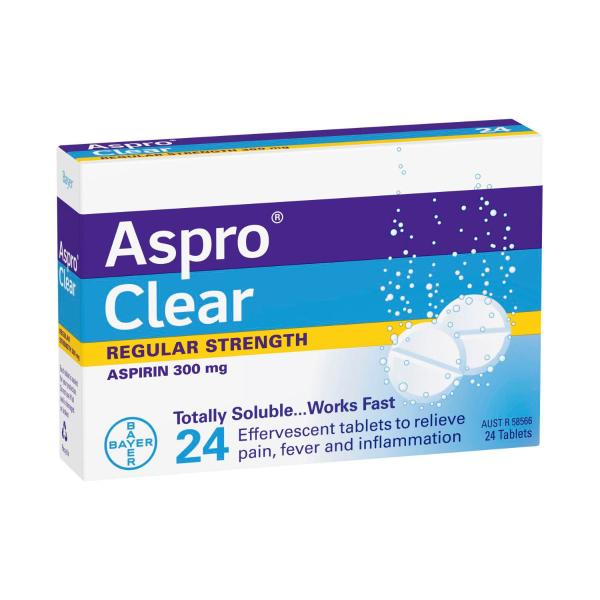 Buy Aspro Clear Pain Relief Aspirin 24 Soluble Effervescent Tablets 1 ...