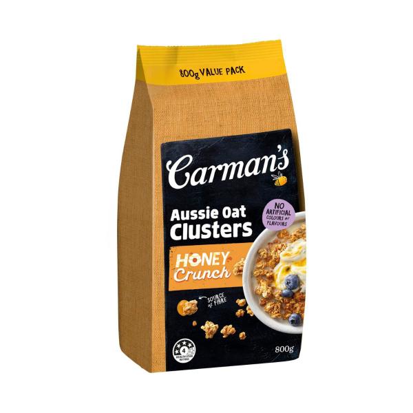 Buy Carman's Aussie Oat Clusters Honey Crunch Value Pack 800g | Coles