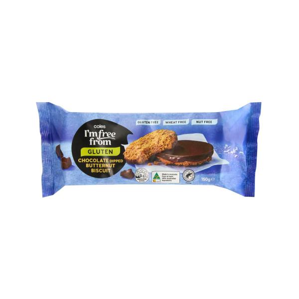 Buy Coles I'm Free From Chocolate Dipped Butternut Biscuit 150g | Coles