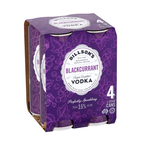 Buy Billson's Blackcurrant Vodka Mixed Drink Can 355ml 4 Pack | Coles