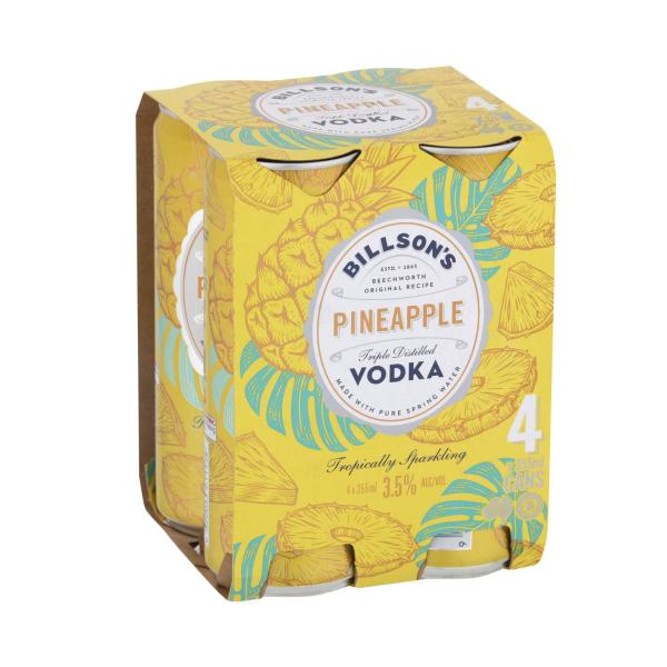 Buy Billson's Pineapple Vodka Mixed Drink Can 355ml 4 Pack | Coles