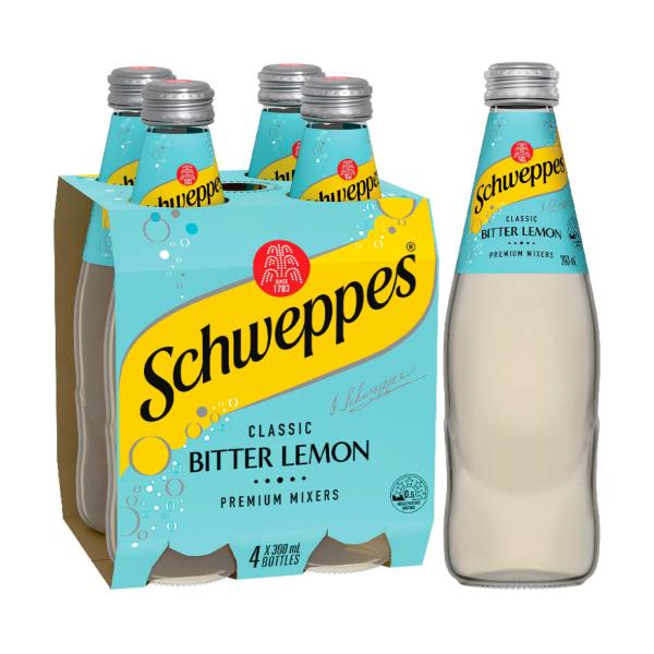 Buy Schweppes Bitter Lemon Soft Drink Classic Mixers Multipack 300ml x 4 Pack 4 pack | Coles