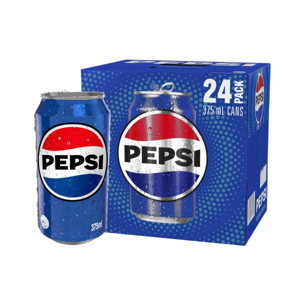 Buy Pepsi Soft Drink Can Cola 375ml 24 pack | Coles