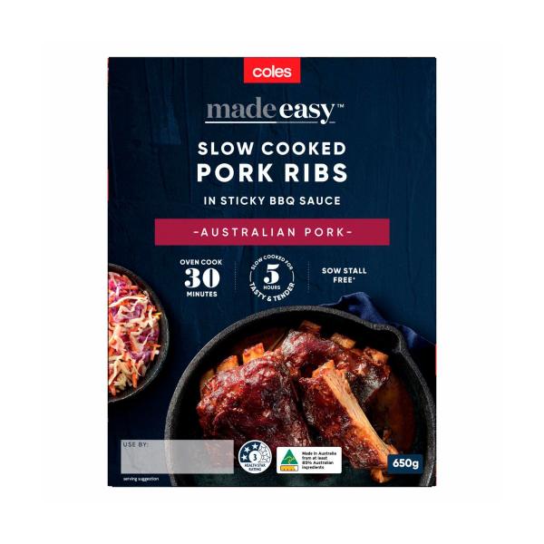 Buy Coles Made Easy Slow Cooked Pork Ribs In Bbq Sauce 650g | Coles