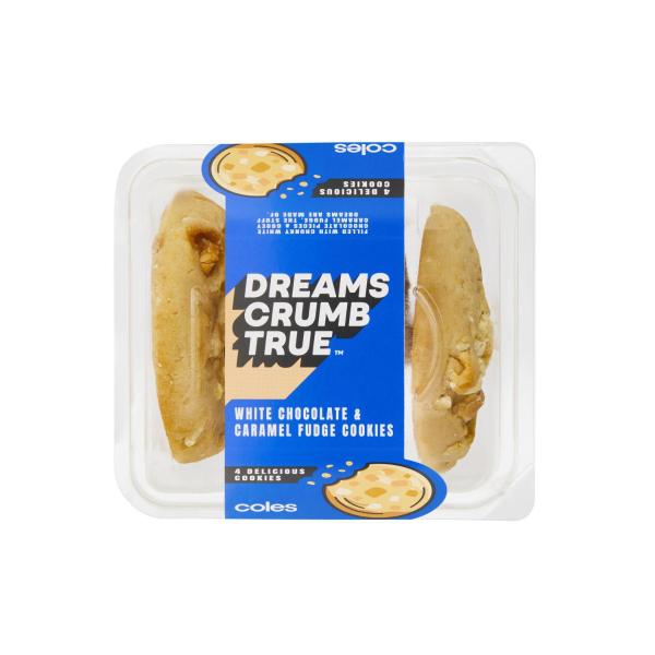 Buy Coles White Choc And Caramel Fudge Dreams Crumb True Cookie 4 pack ...