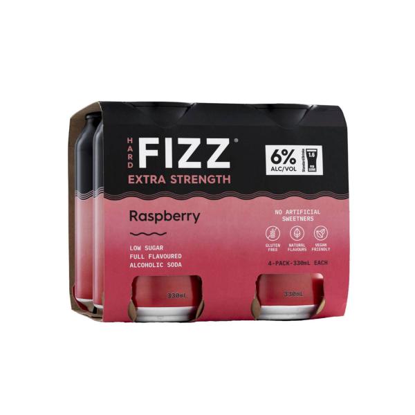 Buy Hard Fizz Extra Strength Raspberry Hard Soda Can 330ml 4 Pack | Coles