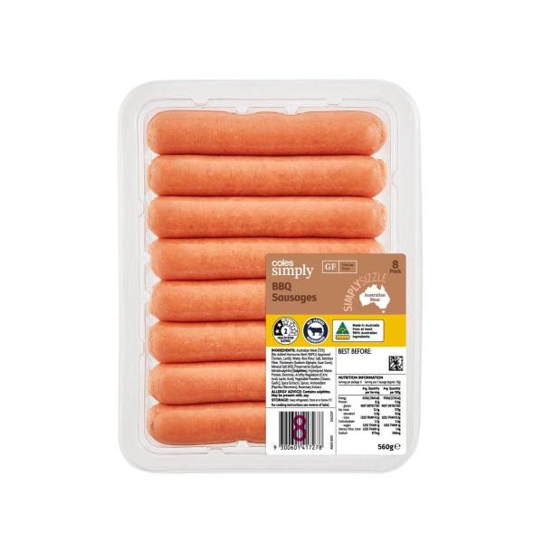 Buy Coles Simply Thin Bbq Sausages 560g | Coles