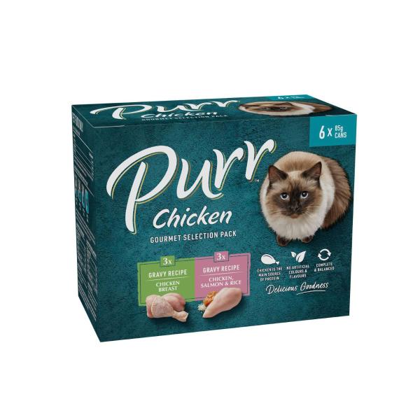 Buy Purr Cat Food Chicken Selection Cans 6x85g 6 Pack | Coles