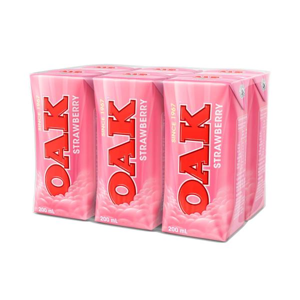 Buy Oak Uht Flavoured Milk Strawberry 6x200ml 6 pack | Coles