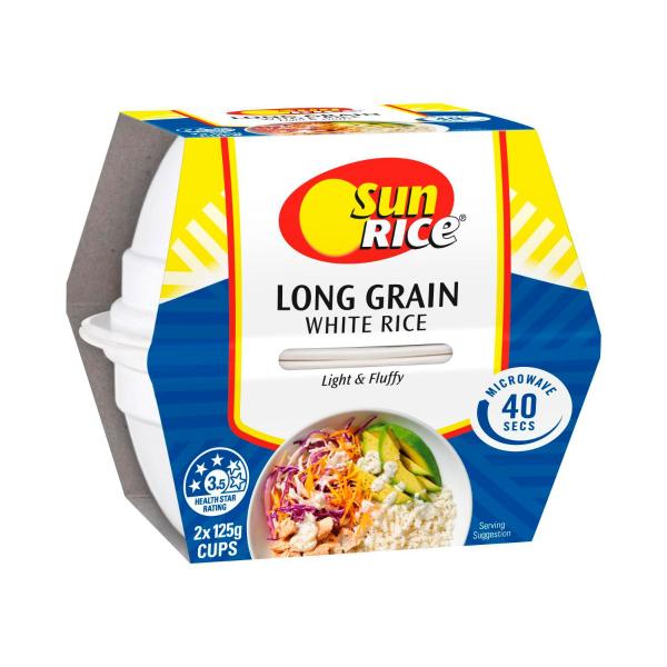 Buy Sunrice Microwave Long Grain White Rice Cup 2x125g 250g | Coles