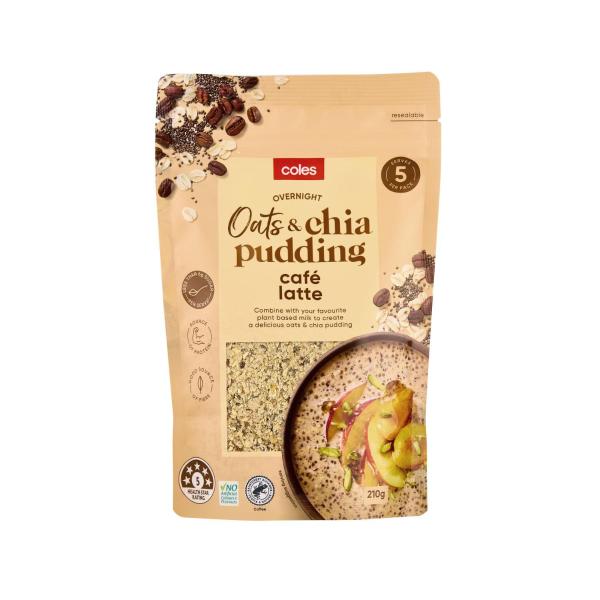Buy Coles Overnight Oats & Chia Pudding Cafe Latte 210g | Coles