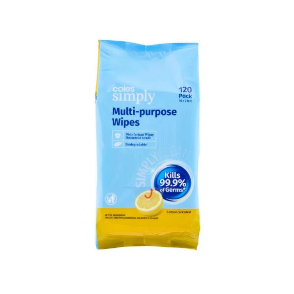 Buy Coles Simply Lemon Biodegradable Wipes 120 Pack | Coles