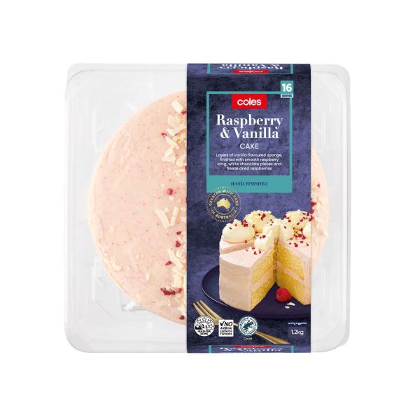 Buy Coles Raspberry & Vanilla Celebration Cake 1.2kg | Coles