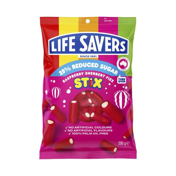 Buy Life Savers Raspberry Reduced Sugar Stix 200g | Coles