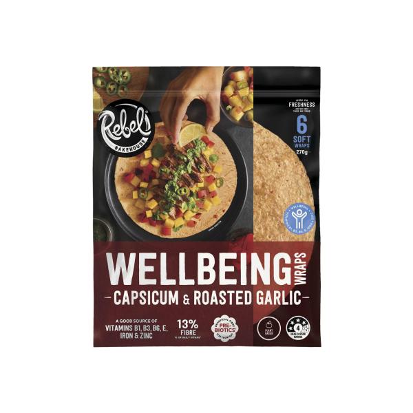 Buy REBEL CAPSICUM & ROASTED GARLIC WRAP 6PK | Coles