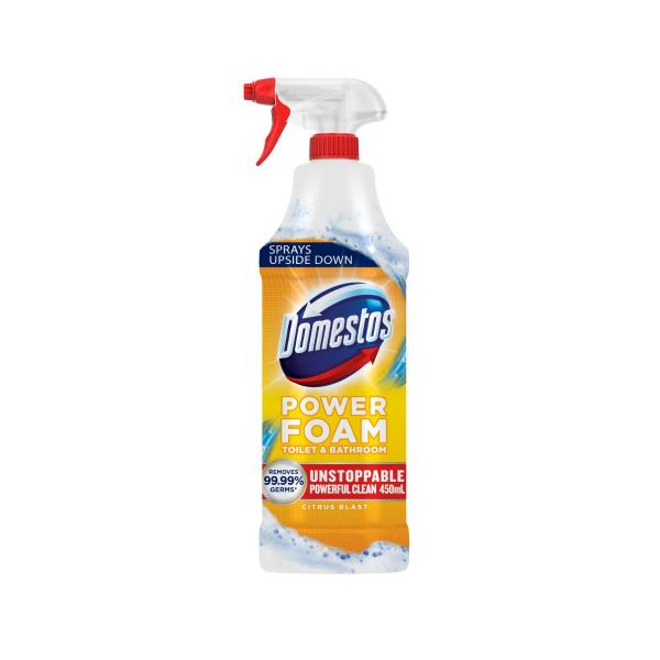 Buy Domestos Power Foam Toilet & Bathroom Spray Cleaner Citrus Blast ...