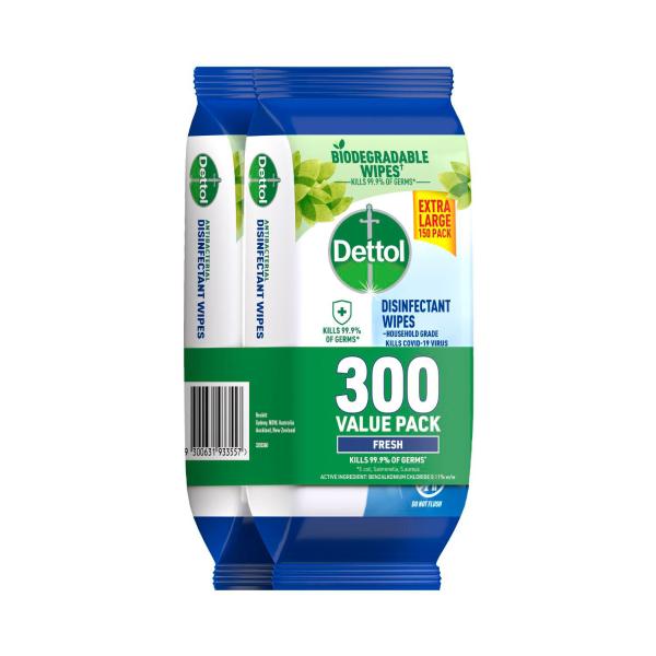 Buy Dettol Disinfectant Fresh Multipurpose Cleaning Wipes 300 Pack | Coles