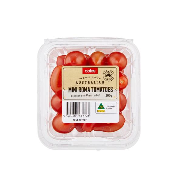Buy Coles Grape Mini Roma Tomatoes 250g | Coles