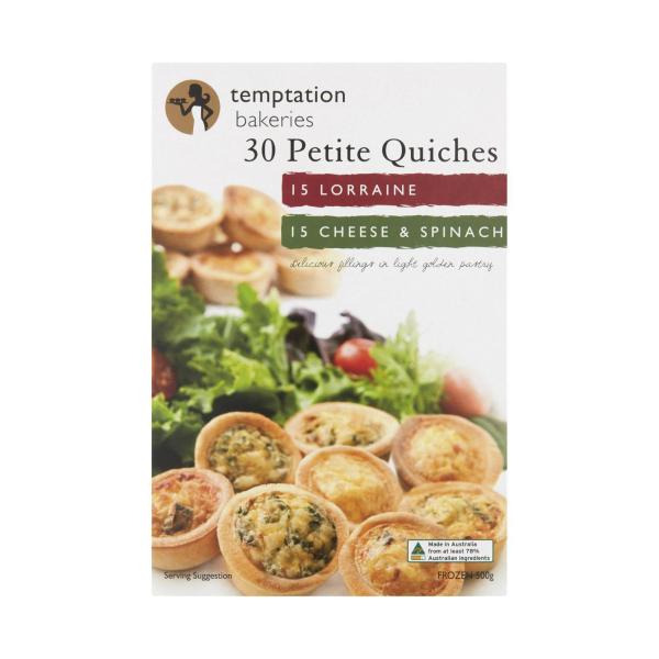 Buy Temptation Frozen Petite Quiches Variety 30 Pack 500g | Coles
