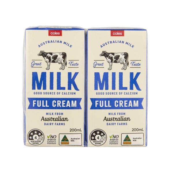 Buy Coles Multipack Full Cream Milk 6 Pack 1200mL | Coles