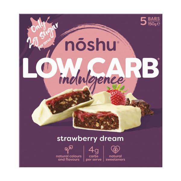 Buy Noshu Low Carb Indulgence Bars Strawberry Dream 150g | Coles