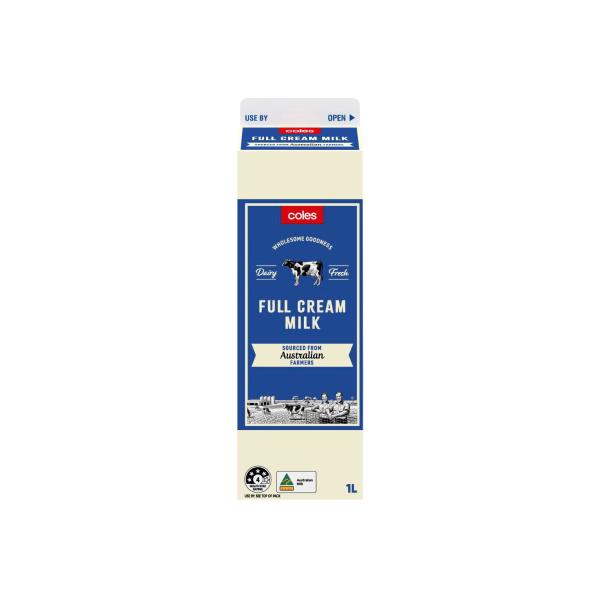 Buy Coles Full Cream Milk Carton 1L | Coles