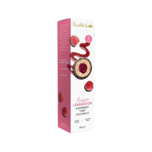 Buy Health Lab Aussie Lamington Raspberry Jam Filled Balls 5x40g 200g ...