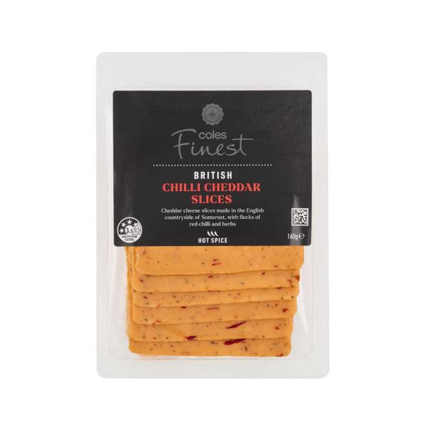 Buy Coles Finest British Chilli Cheddar Slices 160g | Coles