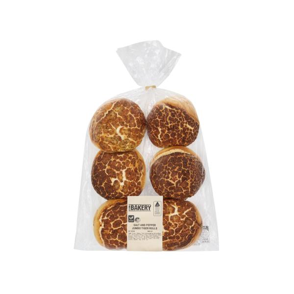 Buy Jumbo Salt And Pepper Tiger Roll 6 Pack | Coles