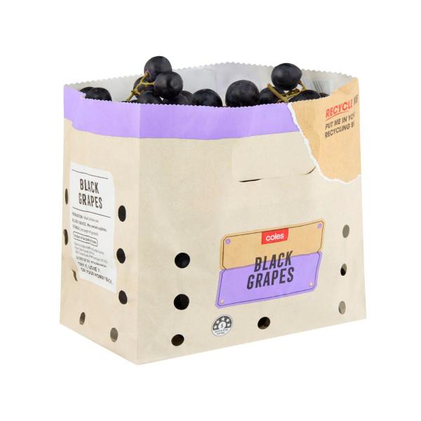 Buy Coles Grapes Seedless Black Paper approx. 850g | Coles