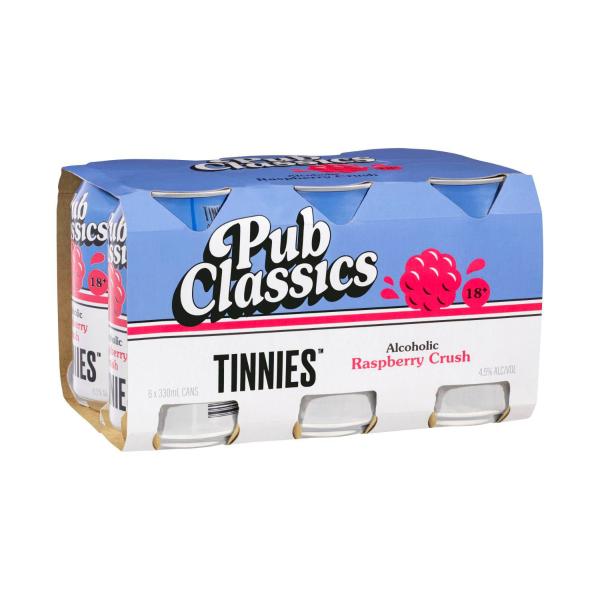 Buy Tinnies Pub Classics Alcoholic Raspberry Crush Can 330ml 6 Pack | Coles