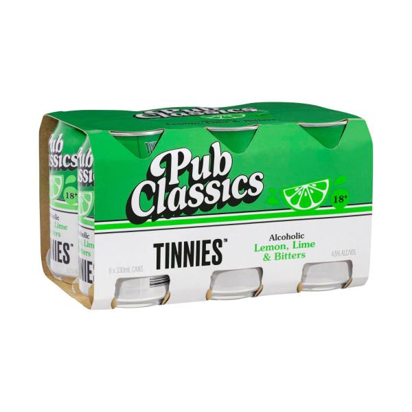 Buy Tinnies Pub Classics Alcoholic Lemon Lime Bitters Can 330ml 6 Pack ...