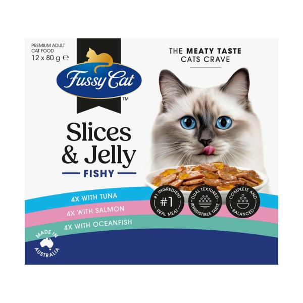 Buy Fussy Cat Grain Free Twice As Tasty Slices & Jelly Fishy Wet Cat ...
