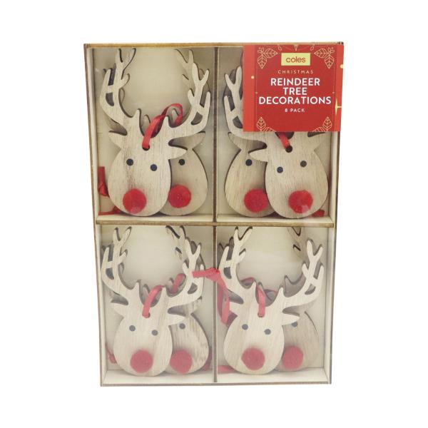 Buy Christmas Reindeer Tree Decorations 8 Pack 1 Each | Coles