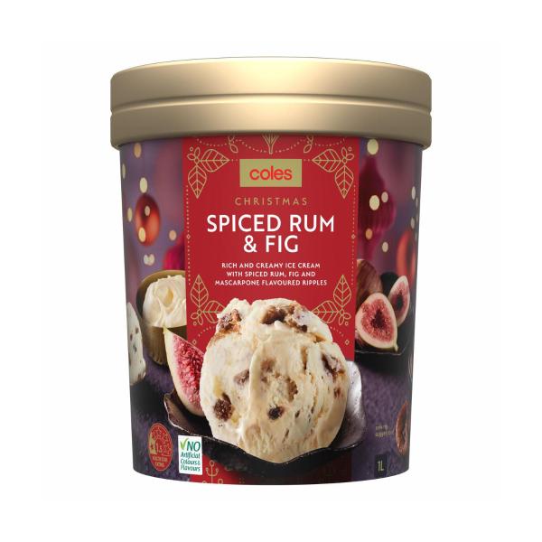 Buy Coles Christmas Spiced Rum Fig And Mascarpone Ice Cream 1L | Coles